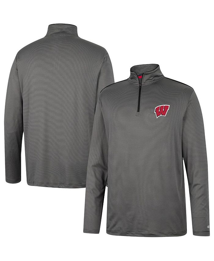 Colosseum Men's Charcoal Wisconsin Badgers Logo Quarter-Zip Windshirt ...