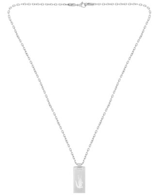 Lacoste Men's Stainless Steel Tag Necklace - Macy's