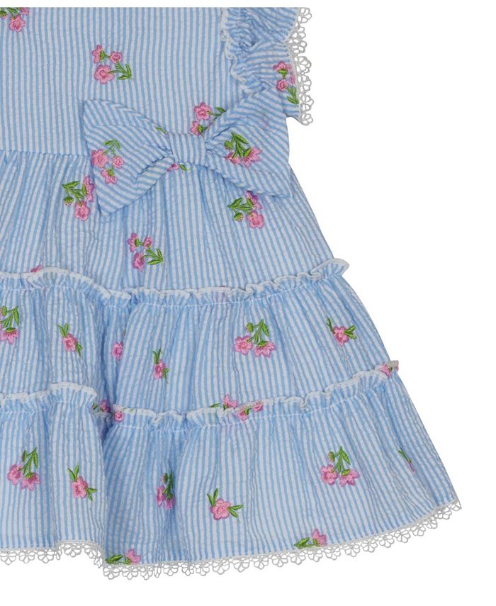 Rare Editions Baby Girls Floral Embroidered Tiered Seersucker Dress ...