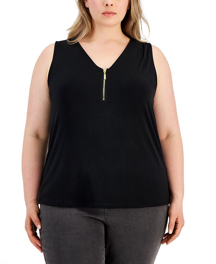 I.N.C. International Concepts Plus Size Half-Zip Tank Top, Created for ...