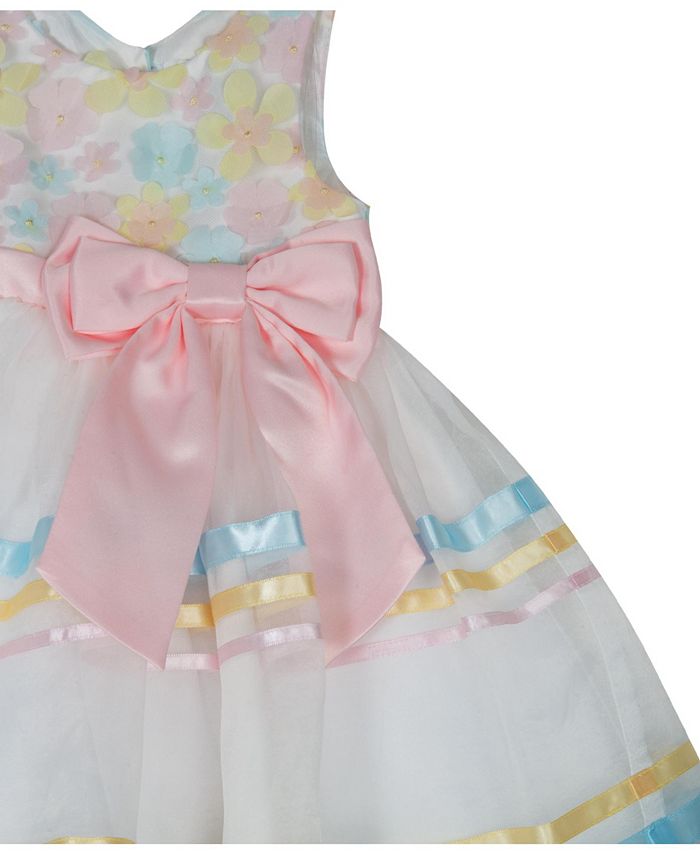 Rare Editions Baby Girls 3D Floral Mesh Organza Ribbon Skirt Dress - Macy's