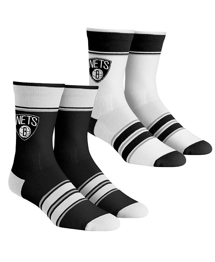 Rock 'Em Men's and Women's Socks Brooklyn Nets Multi-Stripe 2-Pack Team ...