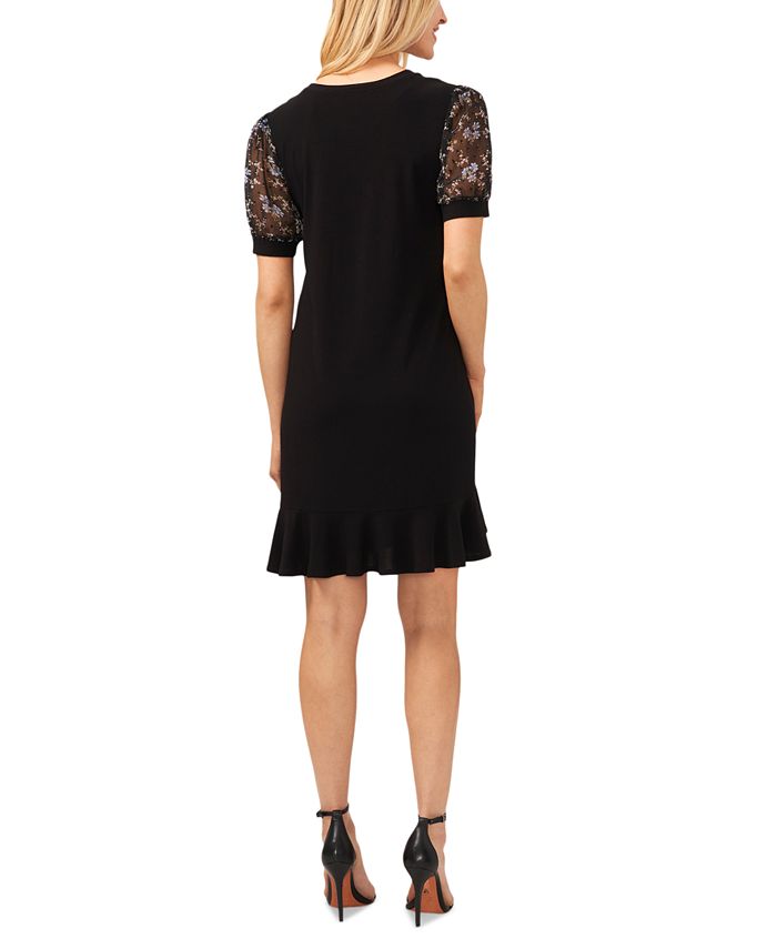 CeCe Women's Printed Short-Sleeve Flounce-Hem Dress - Macy's