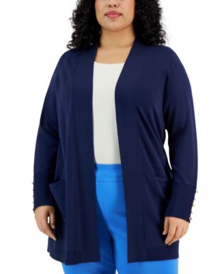 JM Collection Plus Size Open-Front Long-Sleeve Cardigan, Created for ...