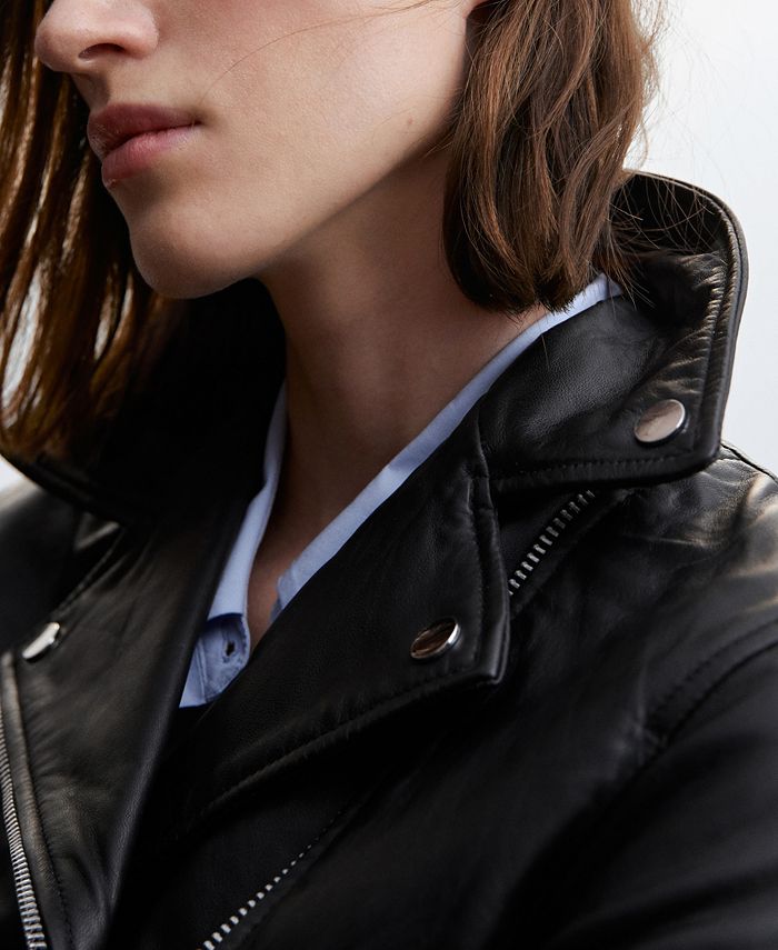 MANGO Women's Leather Biker Jacket - Macy's