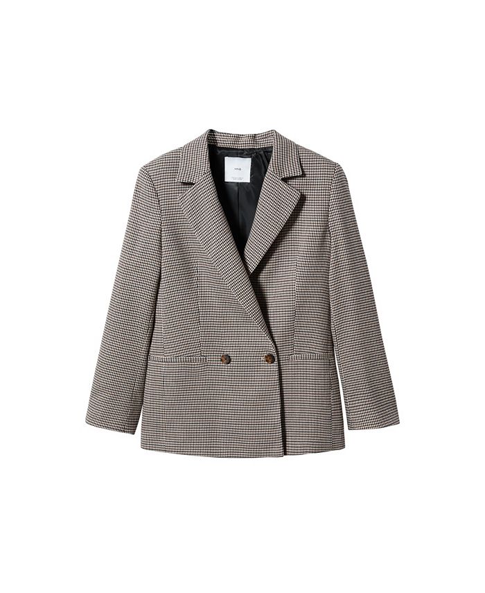 MANGO Women's Long Sleeve Wrap Check Blazer - Macy's