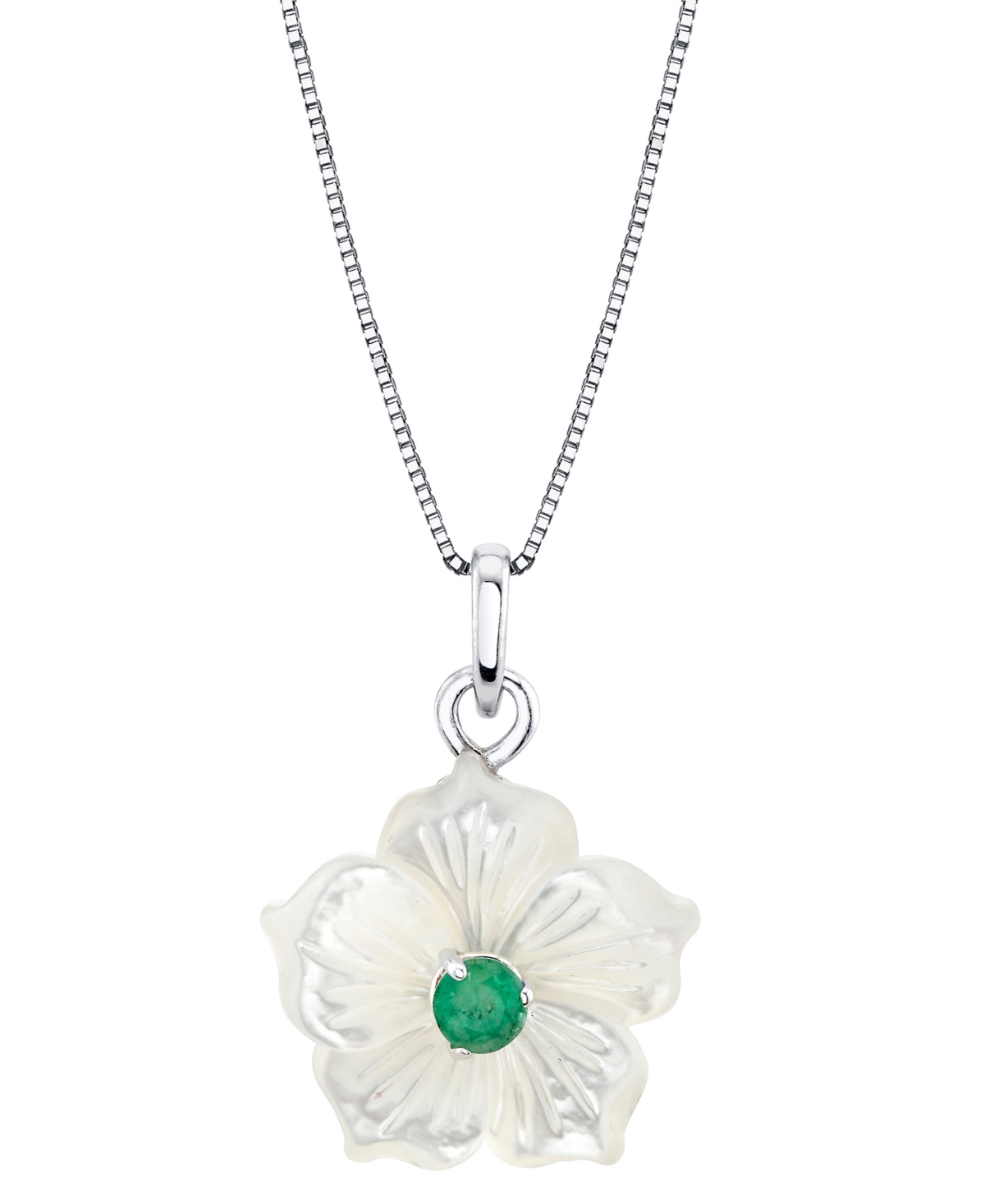 Click here for Mother-of-Pearl (18mm) & Emerald (1/3 ct. t.w.) Fl... prices