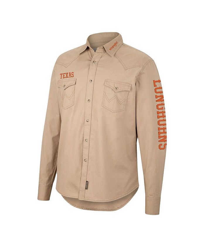 Colosseum Men's x Wrangler Tan Texas Longhorns Western Full-Snap Long ...