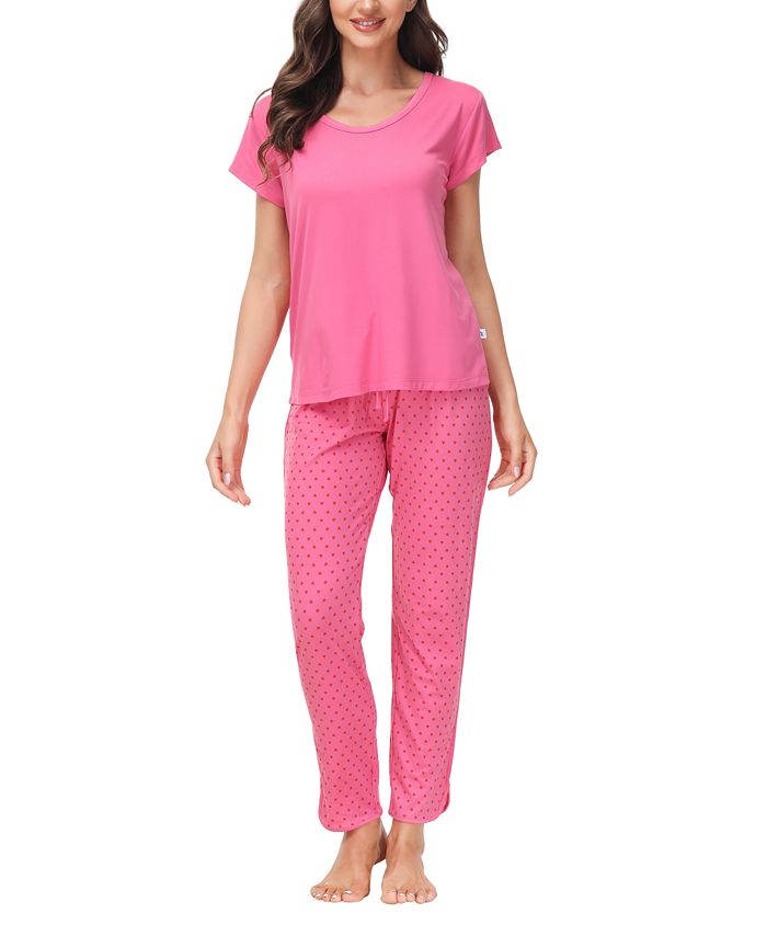 Echo Women's Short Sleeve T-Shirt with Printed Jogger Pants 2 Piece ...