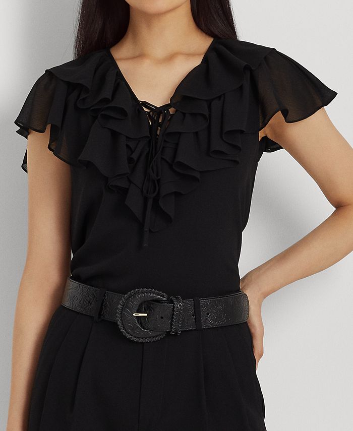 Lauren Ralph Lauren Women's Ruffle-Trim Georgette Blouse - Macy's