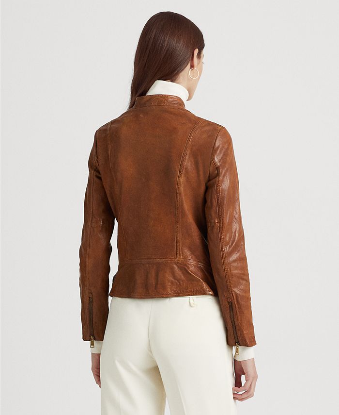 Lauren Ralph Lauren Tumbled-Leather Jacket - Macy's