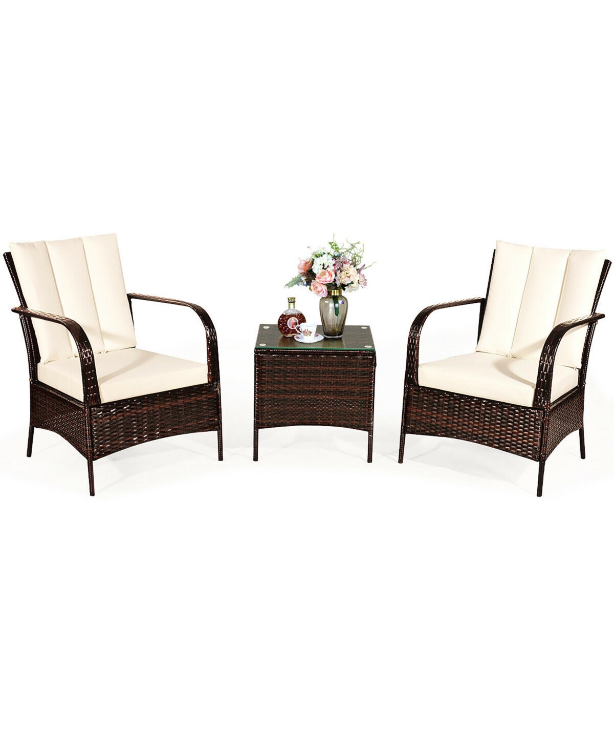 Click here for Costway 3 Pcs Patio Wicker Rattan Furniture Set Co... prices