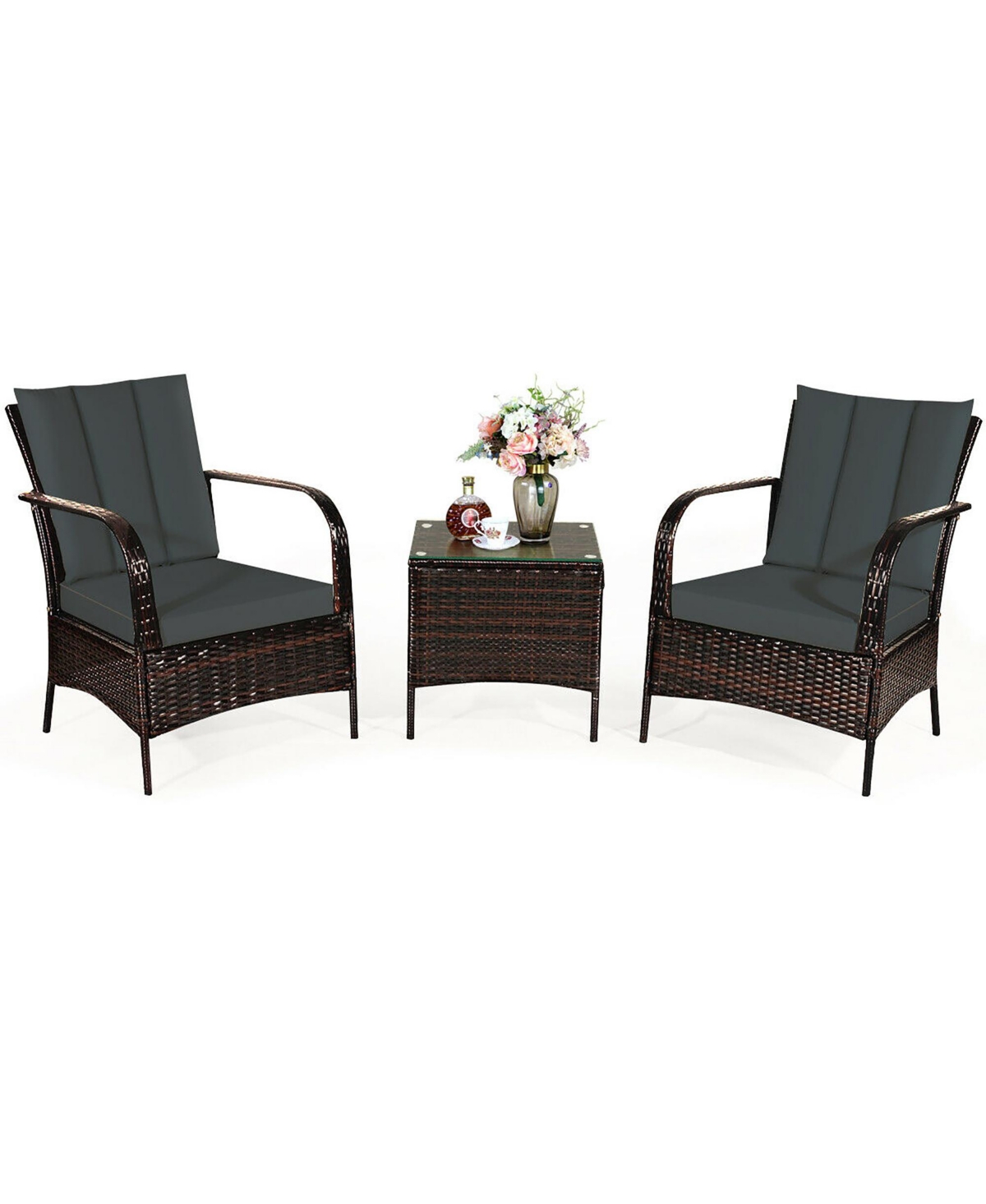 Click here for Costway 3 Pcs Patio Wicker Rattan Furniture Set Co... prices
