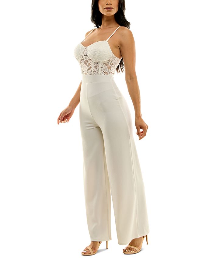 Almost Famous Juniors' Lace Cami Bustier Jumpsuit - Macy's