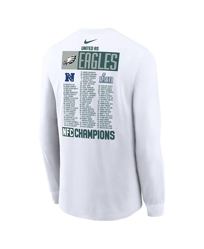 Nike Men's White Philadelphia Eagles 2022 NFC Champions Roster Long ...