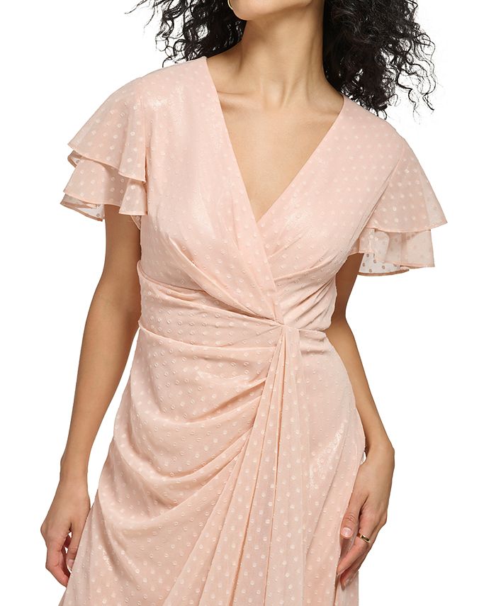 DKNY Women's Double-Ruffle-Sleeve Chiffon Ball Gown - Macy's