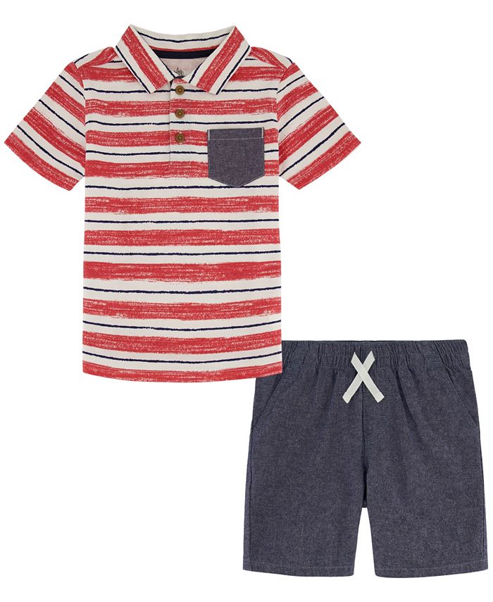 Kids Headquarters Baby Boys Striped Polo Shirt and Shorts, 2 Piece Set - Macy's