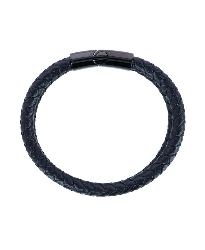 TRAFALGAR Simple Double Band Braided Secure Clasp Leather Bracelet - Macy's