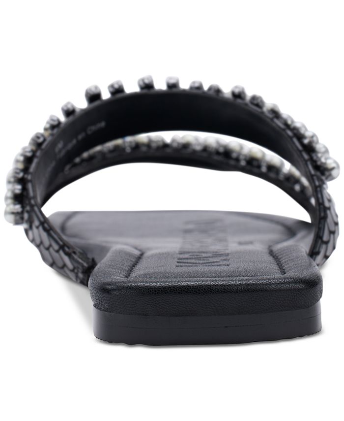 KARL LAGERFELD PARIS Women's Payzlee Slip-On Embellished Slide Sandals ...