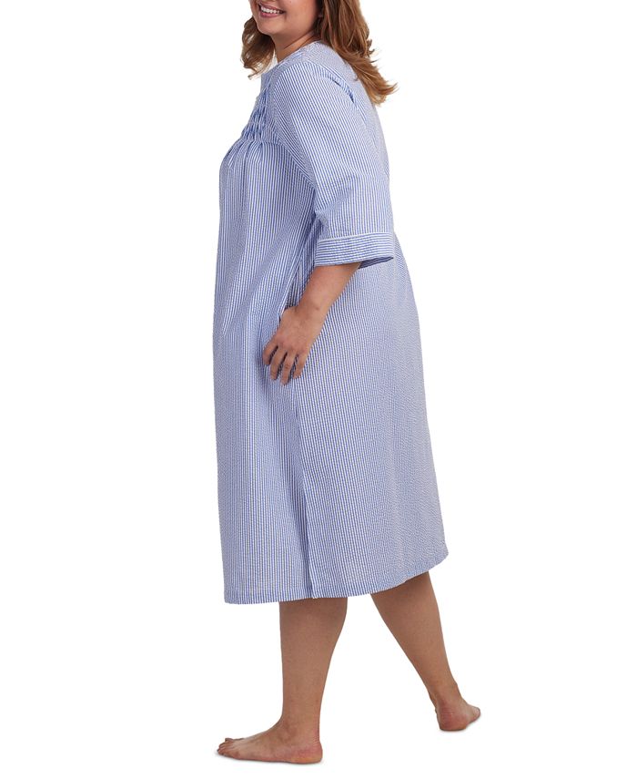 Miss Elaine Plus-Size Long Sleeve Long Woven Zip Up Robe - Macy's