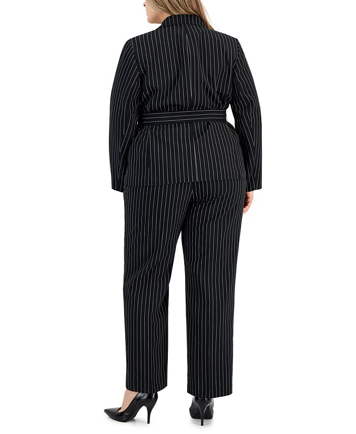 Le Suit Plus Size Striped Belted Pantsuit Macys