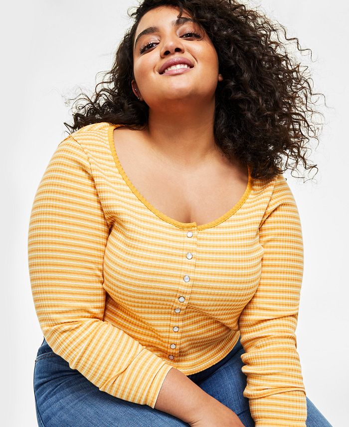 Levi's Trendy Plus Size Britt Long-Sleeve Snap-Front Top - Macy's