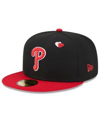 Men's New Era Black, Red Philadelphia Phillies Heart Eyes 59FIFTY ...