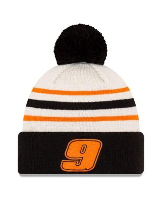 Men's New Era Black, Orange Chase Elliott Hooters Cuffed Pom Knit ...