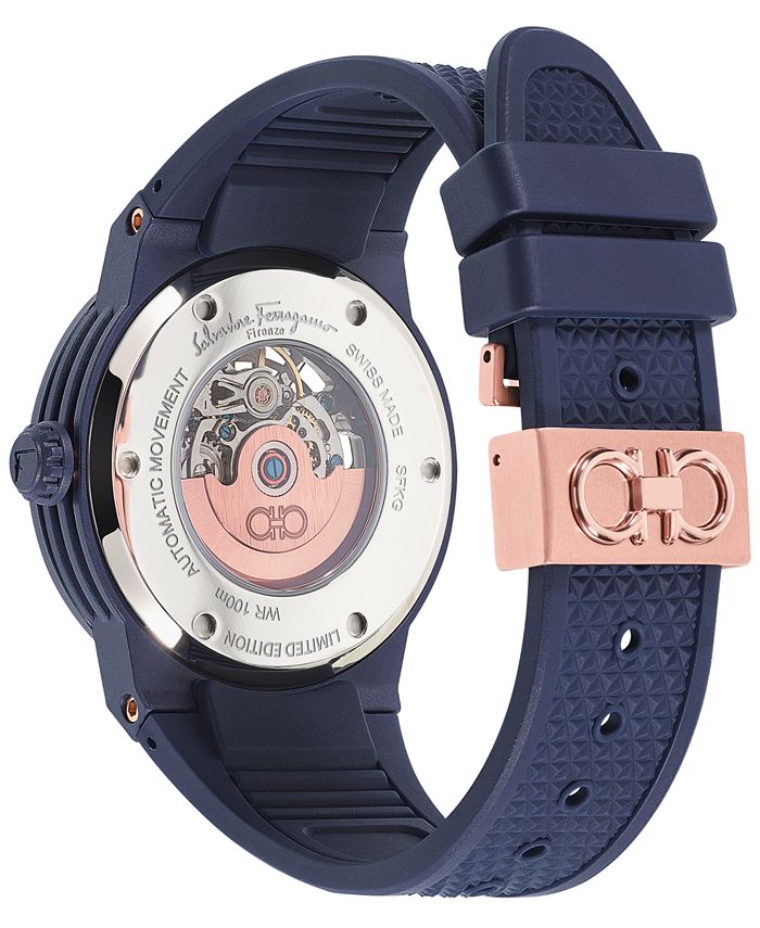 Ferragamo Salvatore Men's Swiss Automatic F-80 Skeleton Ecoceramic Blue ...