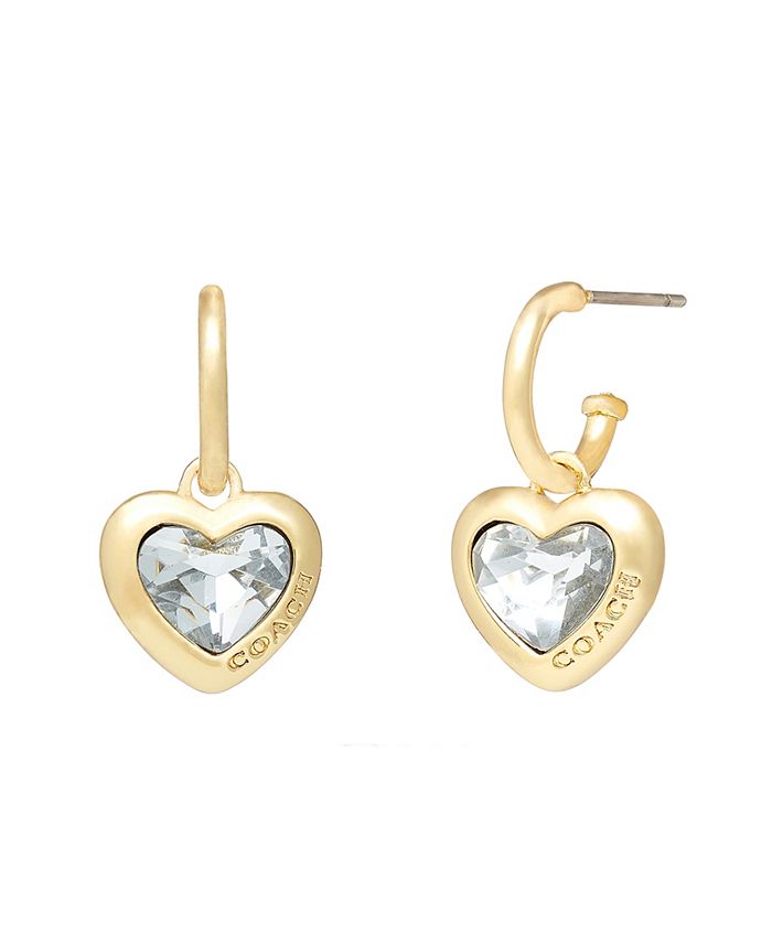 COACH Faux Stone Heart Charm Huggies - Macy's