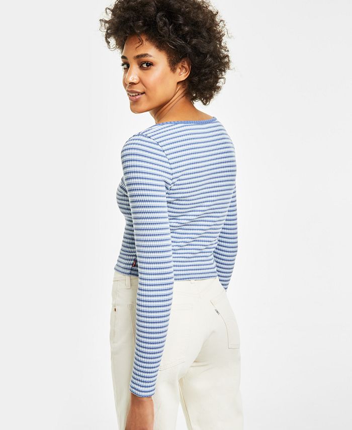 Levi's Women's Britt Slim Fit Long-Sleeve Snap-Front Top - Macy's