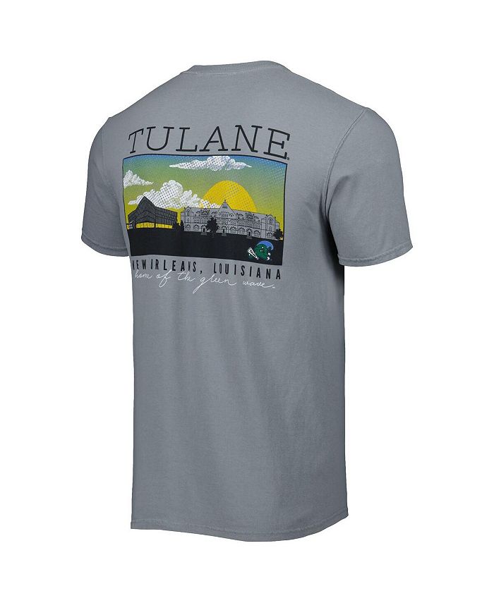 Image One Men's Gray Tulane Green Wave Campus Scenery Comfort Color T ...