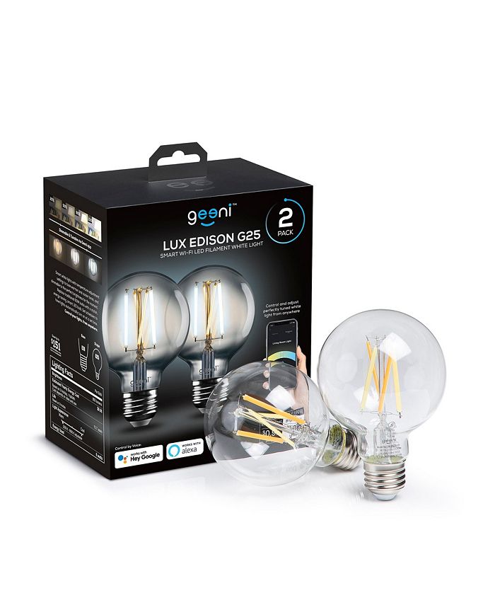 Geeni LUX Edison G25 WiFi LED Smart Bulb, 2700K - 6500K 8W, E26 Base ...