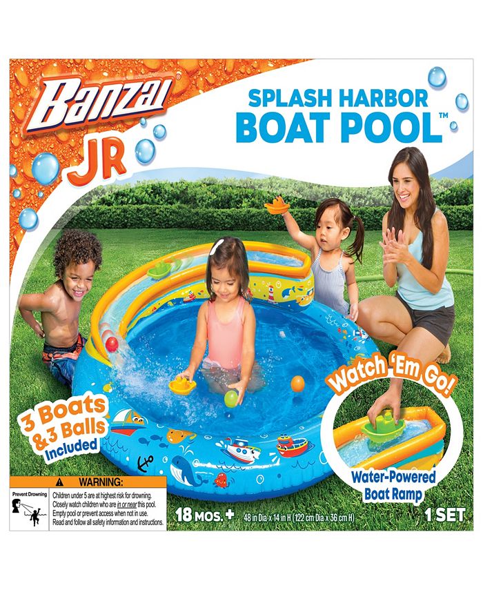 Banzai Splash Harbor Boat Pool With Water Powered Boat Ramp, 48" x 14 ...