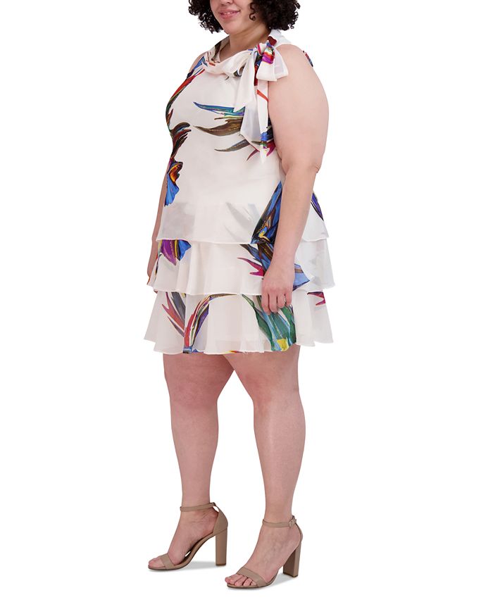 Robbie Bee Plus Size Sleeveless Tiered Chiffon Shift Dress - Macy's