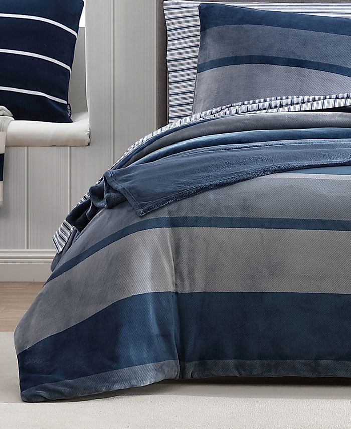 Nautica CLOSEOUT! Linden Ultra Soft Plush Fleece 3 Piece Comforter, Set ...