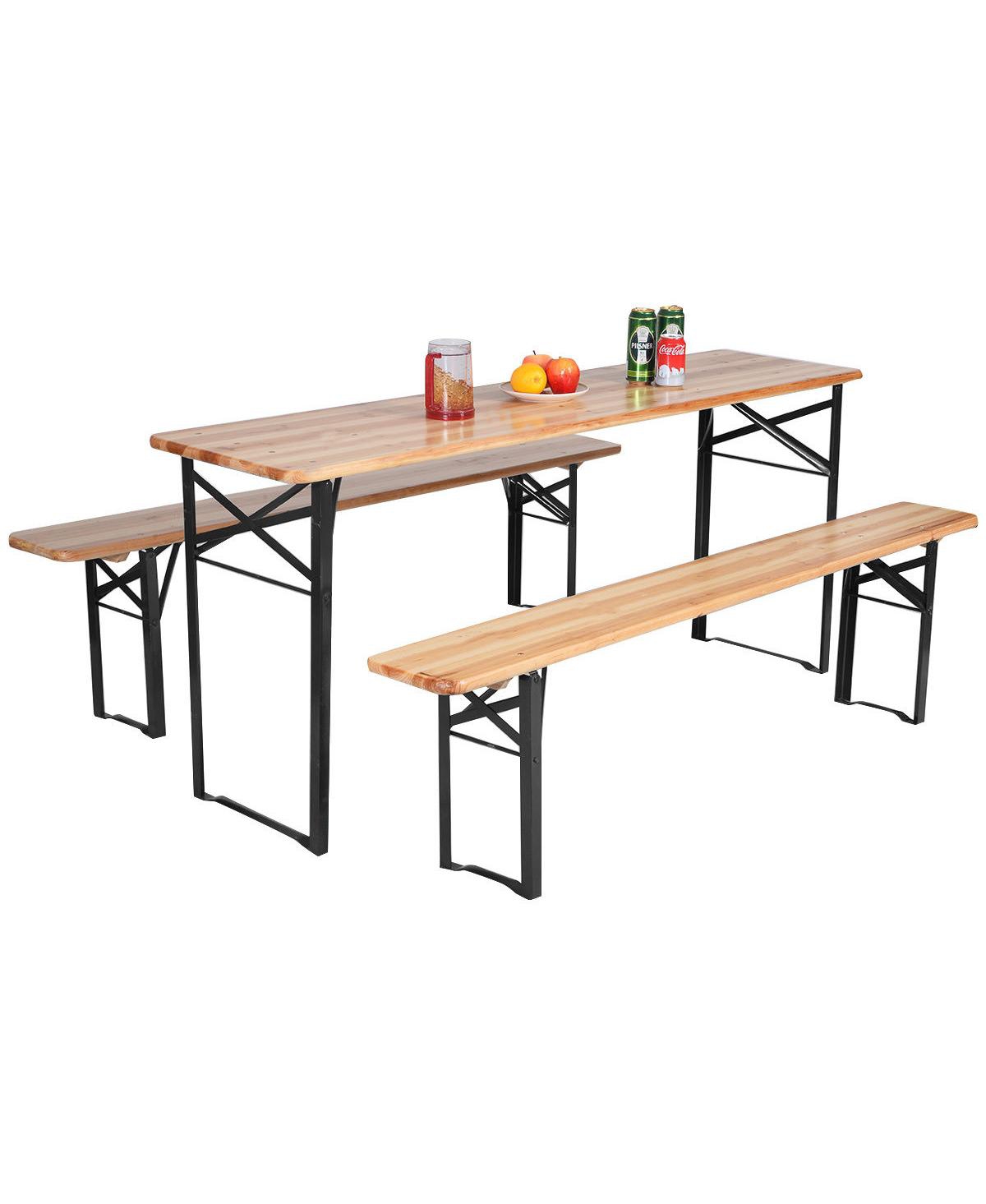 Click here for Costway 3 Pcs Beer Table Bench Set Folding Wooden... prices