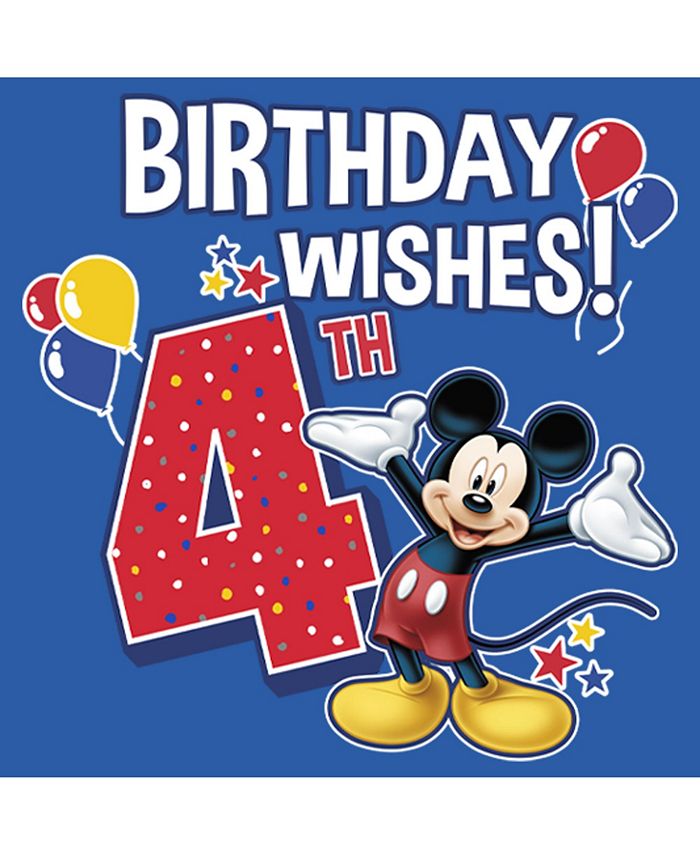 Disney Toddler's Mickey & Friends 4th Birthday Wishes Unisex T-Shirt ...