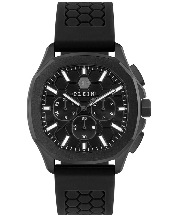 Philipp Plein Men's Chronograph Spectre Black Silicone Strap Watch 44mm ...
