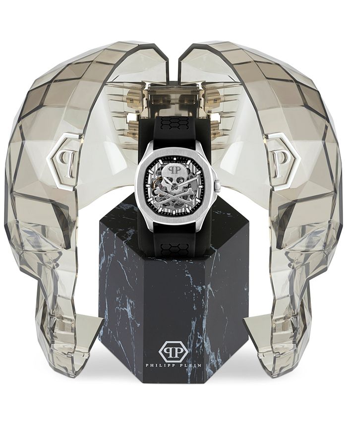 Philipp Plein Men's Automatic Skeleton Spectre Black Silicone Strap ...