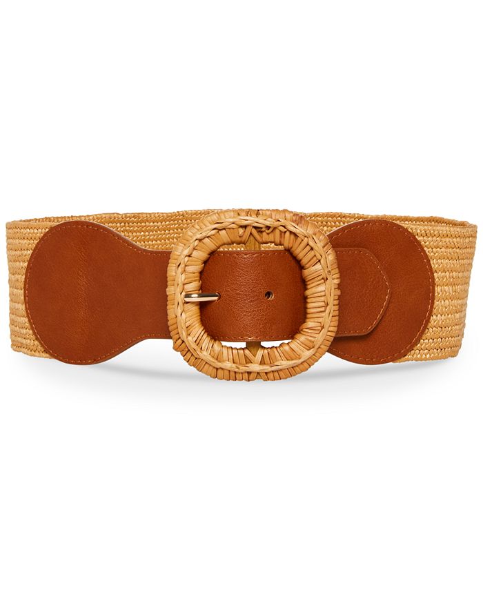 Steve Madden Women's Rattan Buckle Straw Belt - Macy's