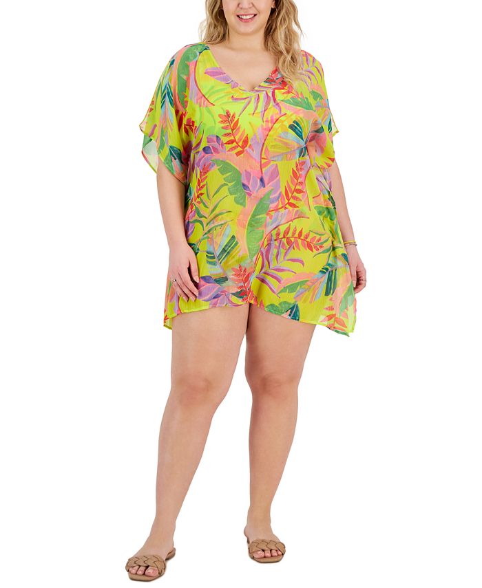 Becca ETC Plus Size Costa Printed Bella Tunic Swim Cover-Up & Reviews ...