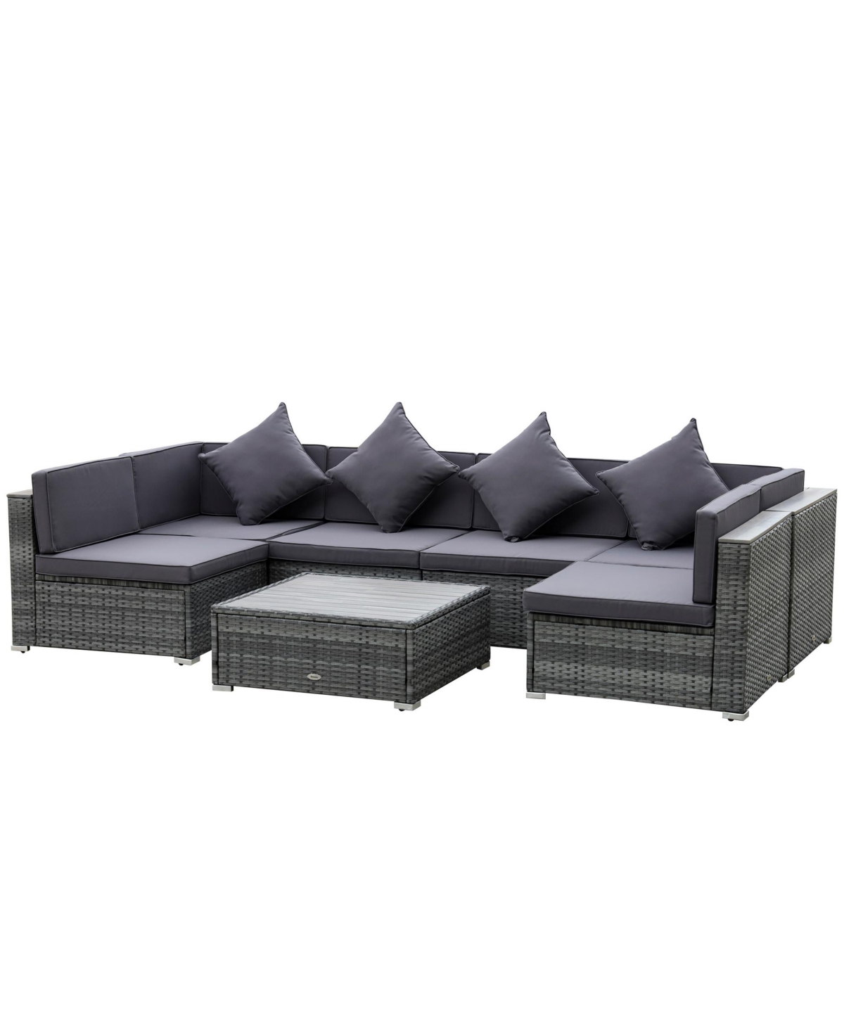 Click here for Outsunny 7-Piece Pe Rat Sectional Sofa Set with Ta... prices