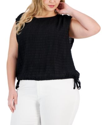 Calvin Klein Plus Size Boat-Neck Side-Tie Top - Macy's