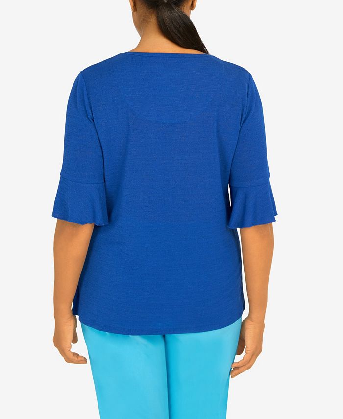 Alfred Dunner Petite Cool Vibrations Soft Fit Short Sleeve Top with ...
