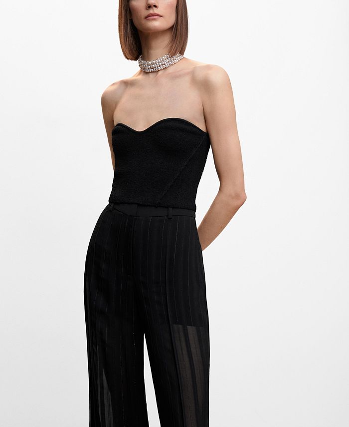 MANGO Women's Tweed Corset Top - Macy's