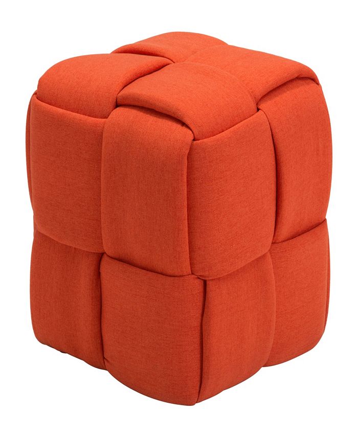 Zuo 20" Polyester Checks Weave Square Ottoman Stool - Macy's