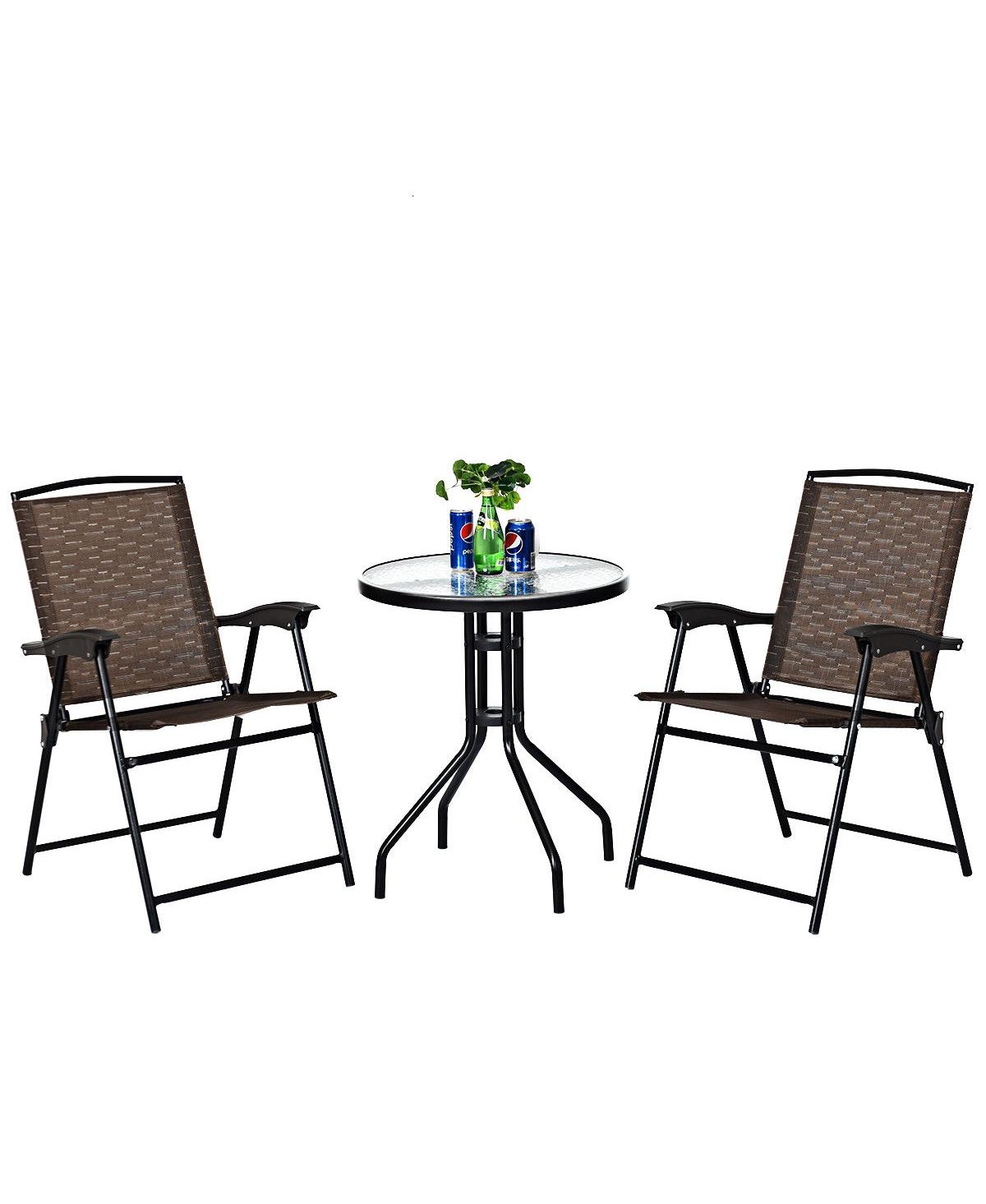 Click here for 3PC Bistro Patio Garden Furniture Set 2 Folding Ch... prices