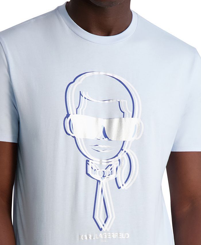 KARL LAGERFELD PARIS Men's Slim-Fit Karl Head Metallic Logo Graphic T ...