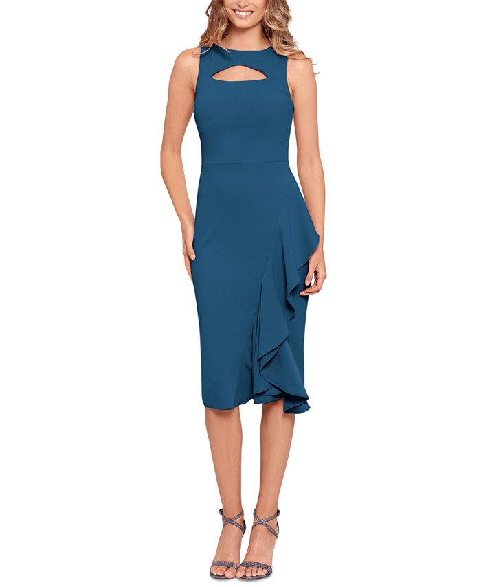 Betsy & Adam Women's Ruffled Keyhole Sheath Dress - Macy's